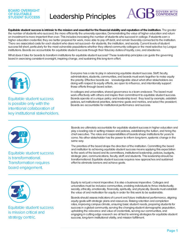 Board Responsibility for Equitable Student Success: Leadership ...
